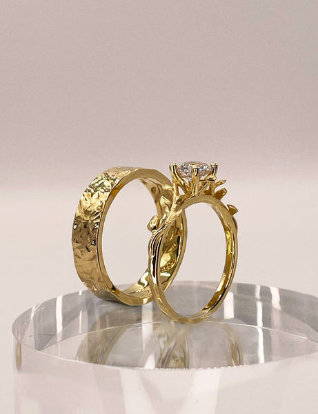 Unique Leaves Matching Wedding Ring Set for Couples 2 pieces Moiss