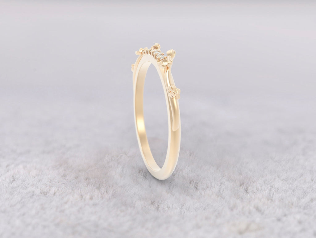 Unique Flower Buds Tiara Wedding Ring No.70 in Yellow Gold - Diamond
